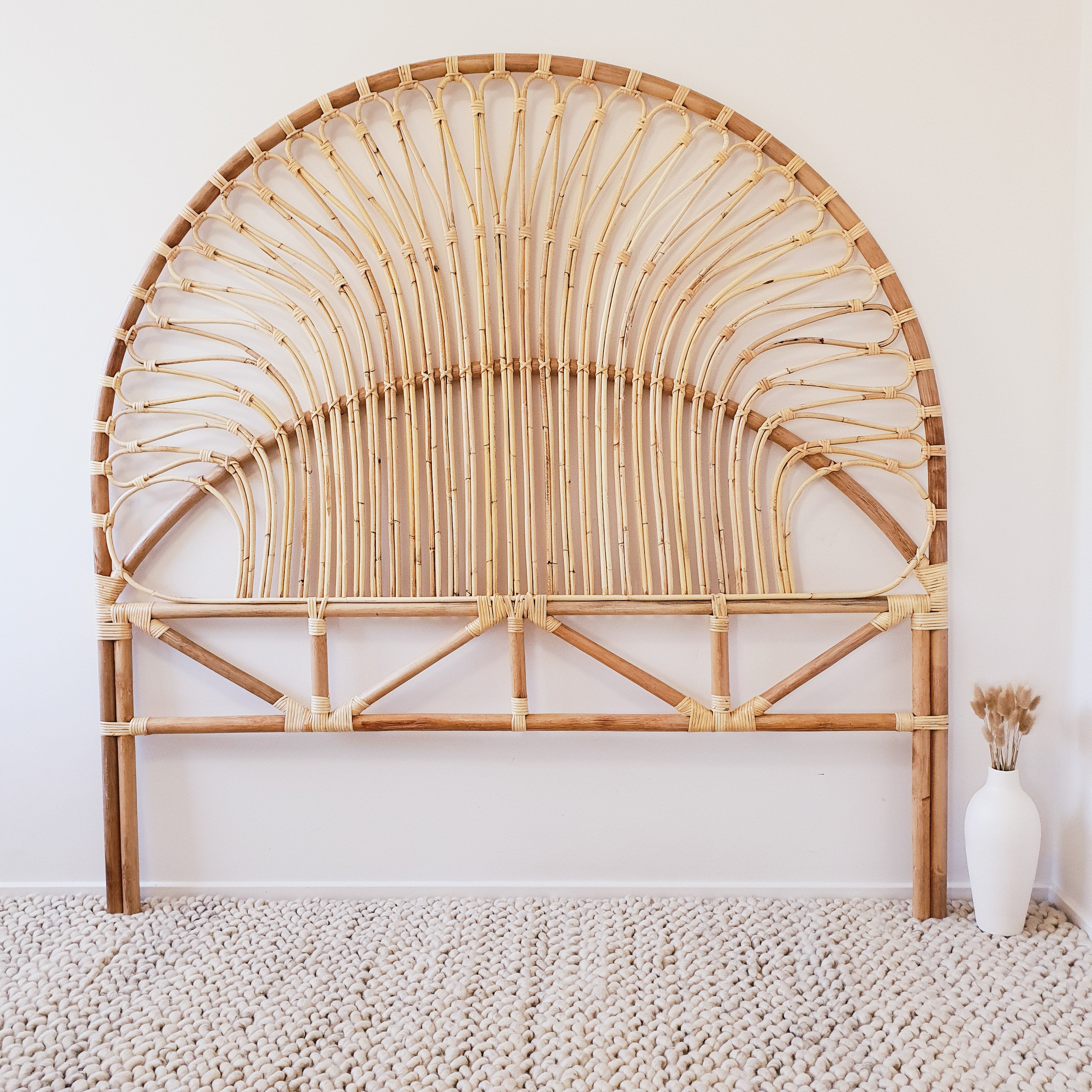 Eira Rattan Bedhead Queen (JULY) - Beach and Wood